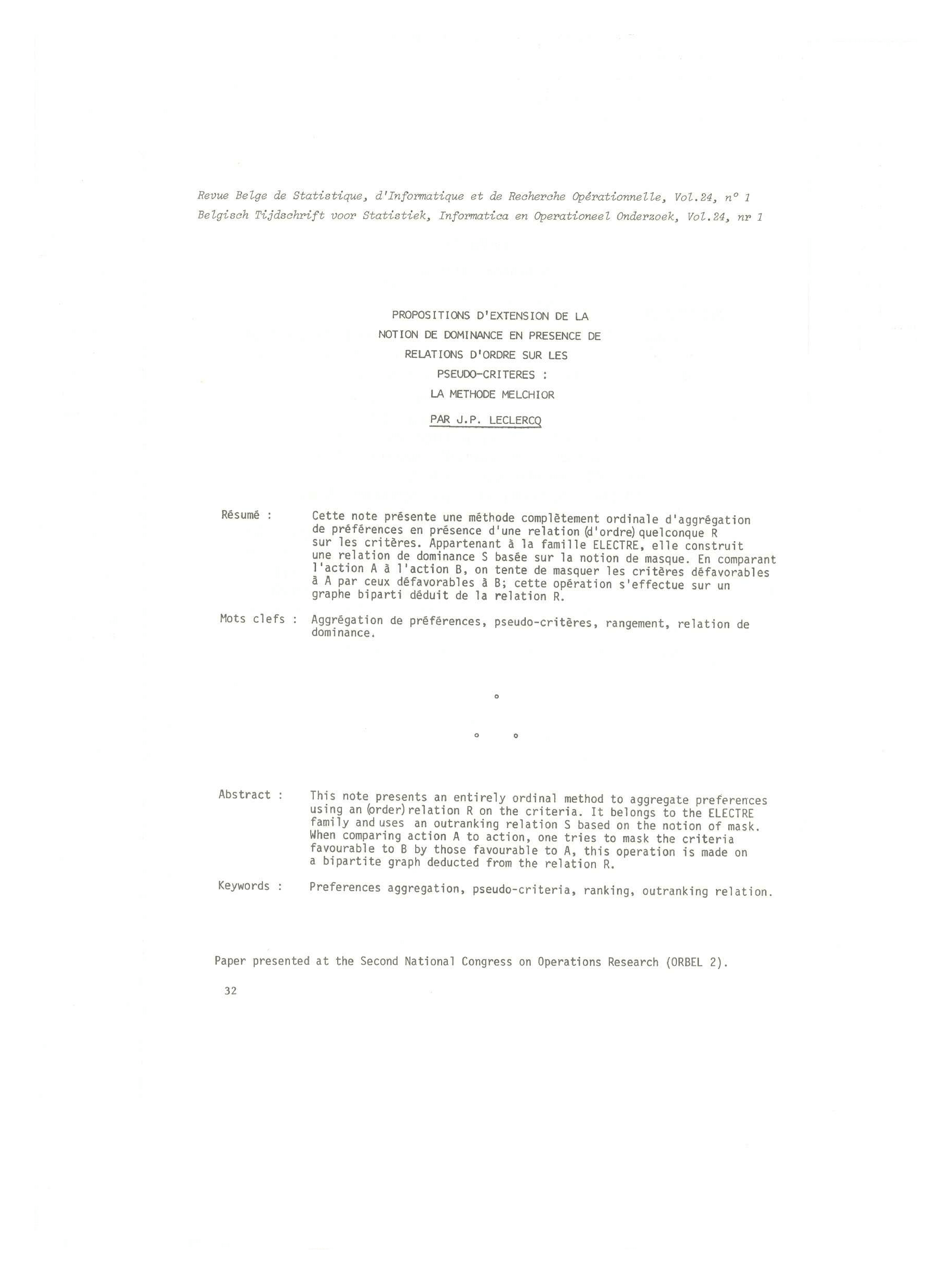 Propositions d'extension de la notion de dominance en présence de ...